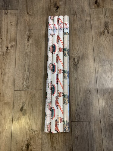 Vintage 80s 4 Rolls Of Christmas Paper New 30 Sq Ft Each NOS | eBay