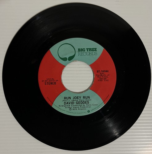 David Geddes- Run Joey Run / Honey Don’t Blow It 1975-7’ Single 45rpm ...