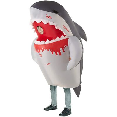 Kids Inflatable Big Mouth Shark Costume Boy Girl Blow Up Suit Jaws ...