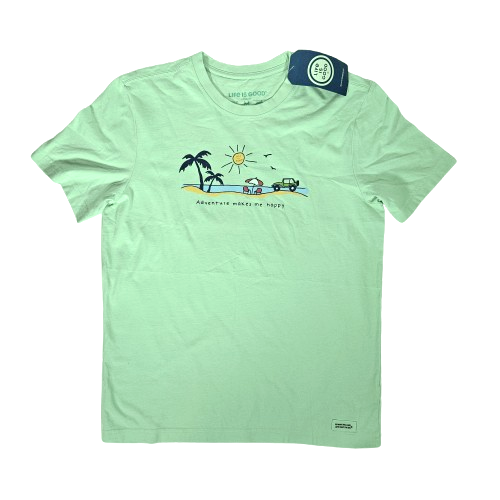 Life is Good Adventure Makes Me Happy Green T-shirt Men's Size Medium ...