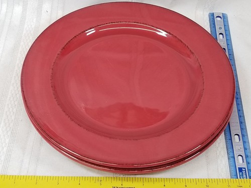 2 Pier 1 Toscana Burgundy Dinner Plates Hand Painted Earthenware | eBay