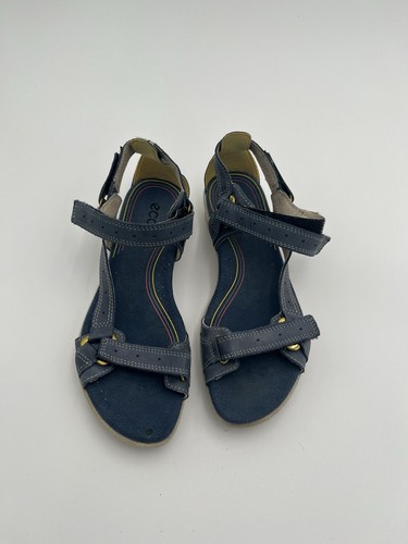 Ecco Hill Move Strap Comfort Sandals Blue Leather Shoe Womens US 9 | eBay