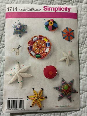 Simplicity 1714 Pin Cushion Sewing Pattern Starfish Flower Spool Holder ...