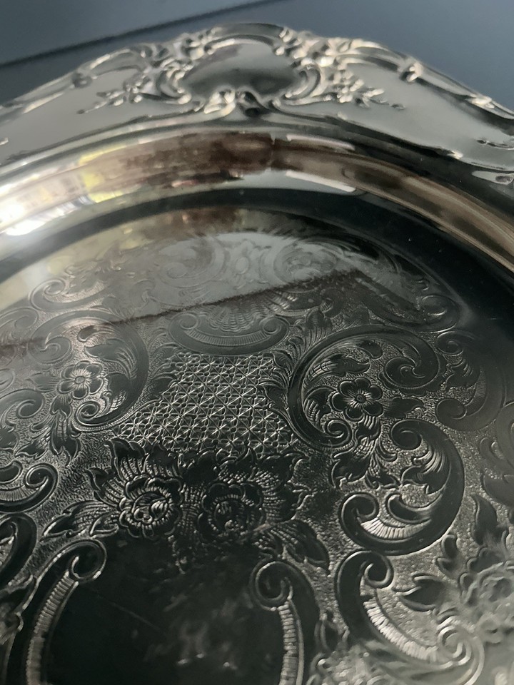 Towle Silver Plated 17”x 12.5” Serving Tray Platter Vintage Embossed ...