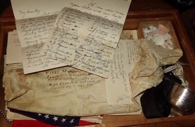 1944 USS Franklin Ship LETTERS SILVER CUP MAP BROCHURES DIVE BOMBER ...