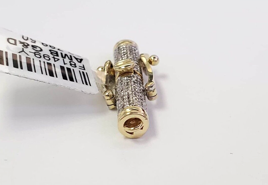 10K Yellow Gold Diamond Box Clasp Barrel Accessory 4MM Pave Set Double ...