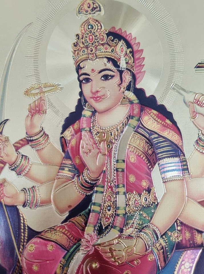 30 cm Hindu Goddess Meldi Mata Black Goat Image Picture Plated Pooja ...