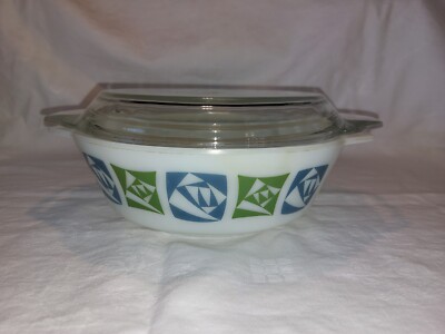 Vtg MCM JAJ Pyrex England Op Art 'Checkers' Casserole Dish W/Lid 3 Pint ...