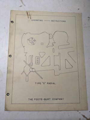 FOOTBURT OPERATOR INSTRUCTION MANUAL TYPE G RADIAL DRILL SHOP TOOL | eBay