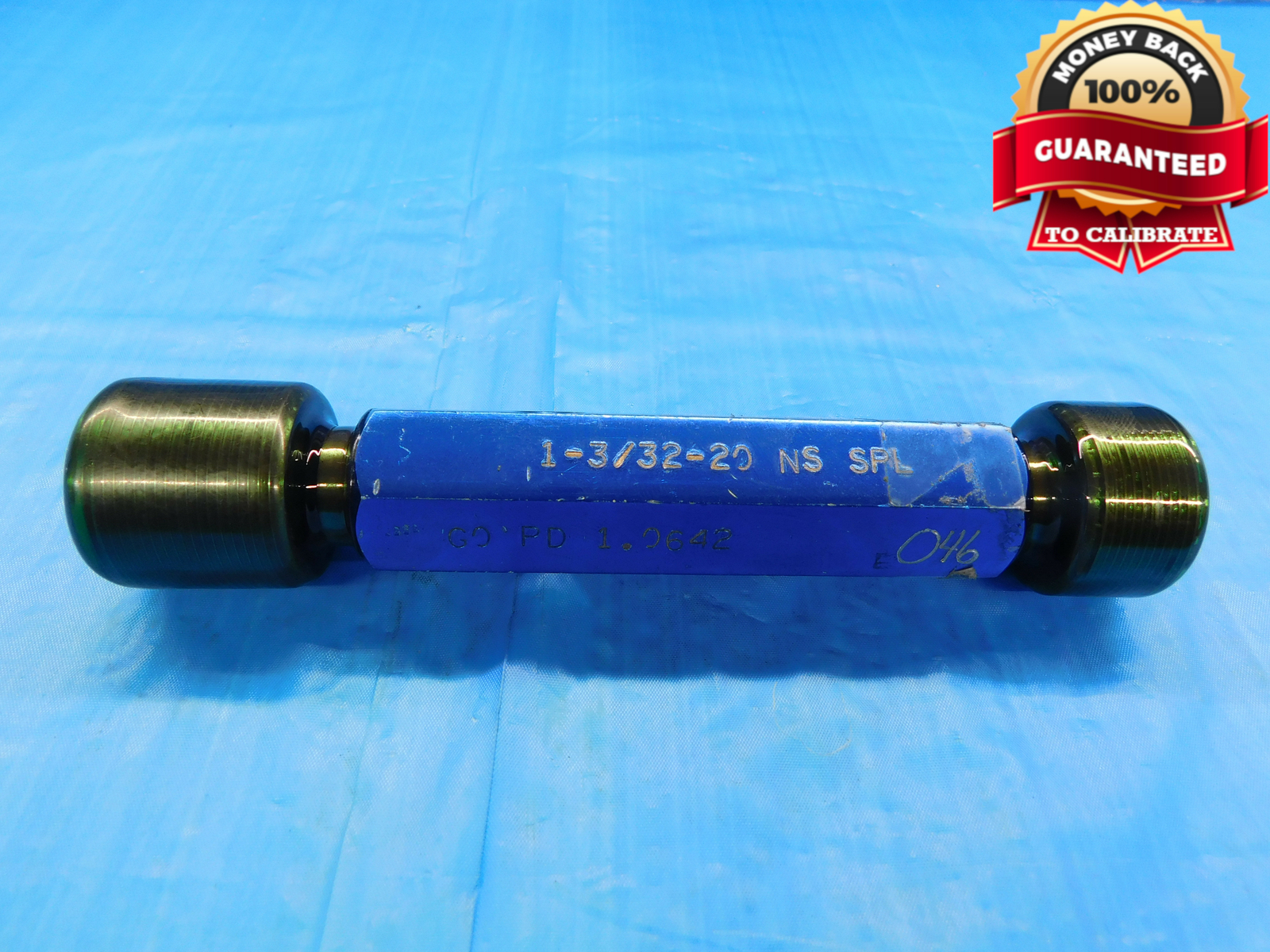 1 3/32 20 NS SPL THREAD PLUG GAGE 1.09375 GO NO GO P.D.'S = 1.0642 & 1. ...