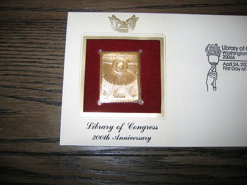 LIBRARY OF CONGRESS 200th Anniversary Gold Golden Cover Replica FDC ...