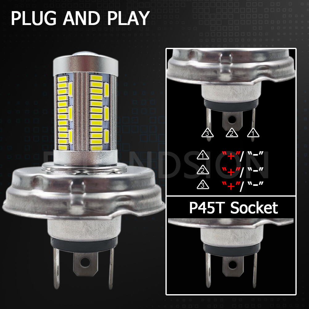 1X P45T R2 84 SMD LED White Motorbike Motorcycle Headlight Car Bulb ...