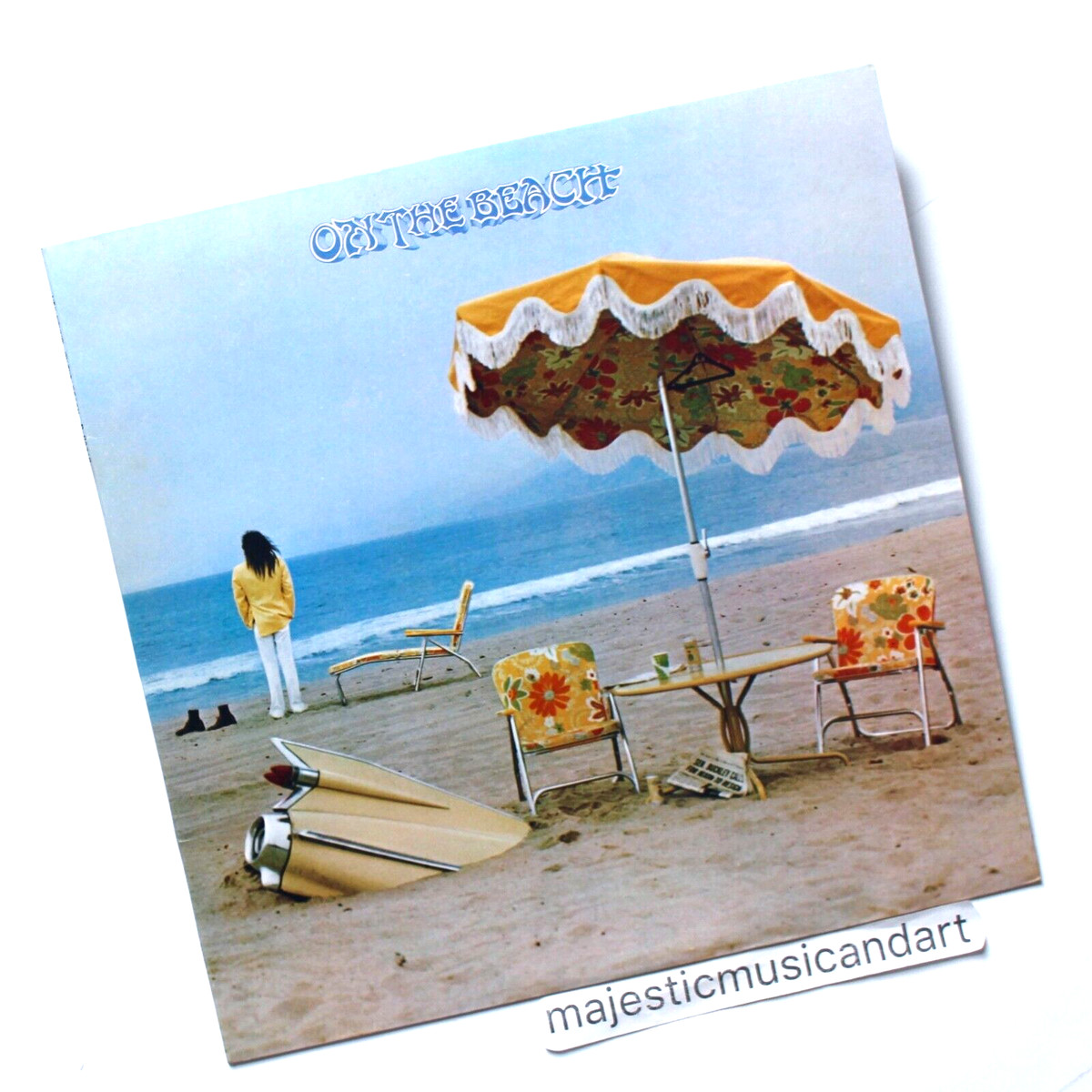 Neil Young On The Beach Poster