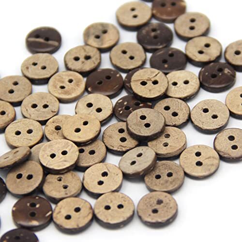 100pcs 10mm0.394inch Brown Natural Coconut Shell Buttons 2 Holes Eco-friendly... | eBay