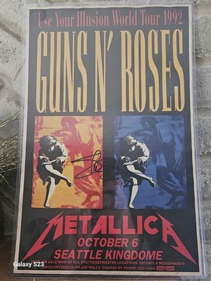 Slash Guns N Roses Signed 11x17 Concert Poster 92' Vintage Metallica ...