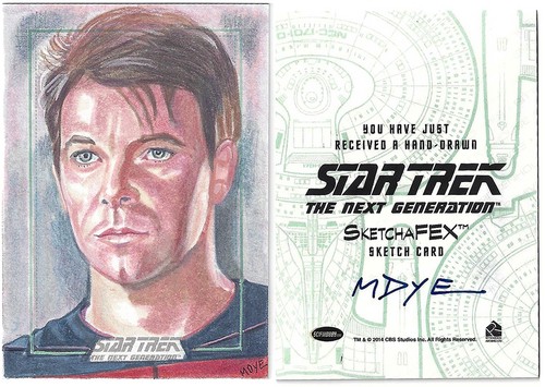 Star Trek 2022 TNG Archives & Inscriptions Riker Sketch card by Marica ...
