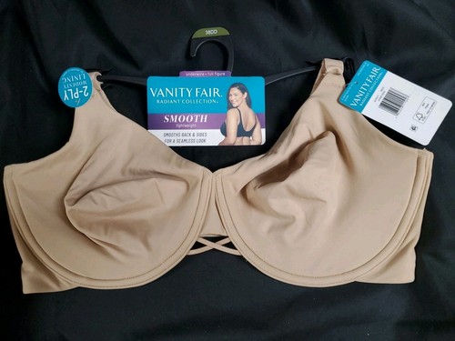 Vanity Fair Radiant Womens Back Smoothing Underwire Bra, 38DD, Honey ...