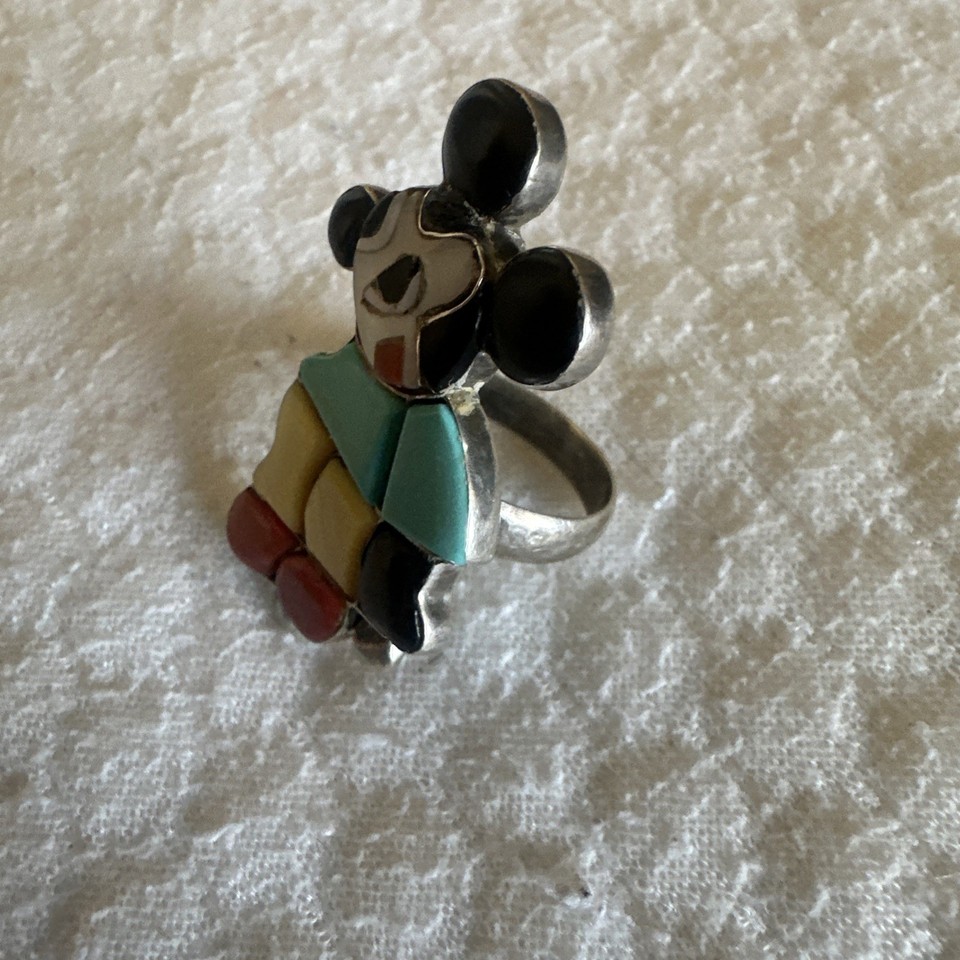 Vintage Mary Ann Poncho Zuni Sterling Silver & Turquoise Mickey Mouse ...