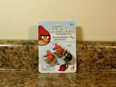 Angry Birds Collectible Puzzle Erasers Set of 3 Series 2 Red Black Bird ...