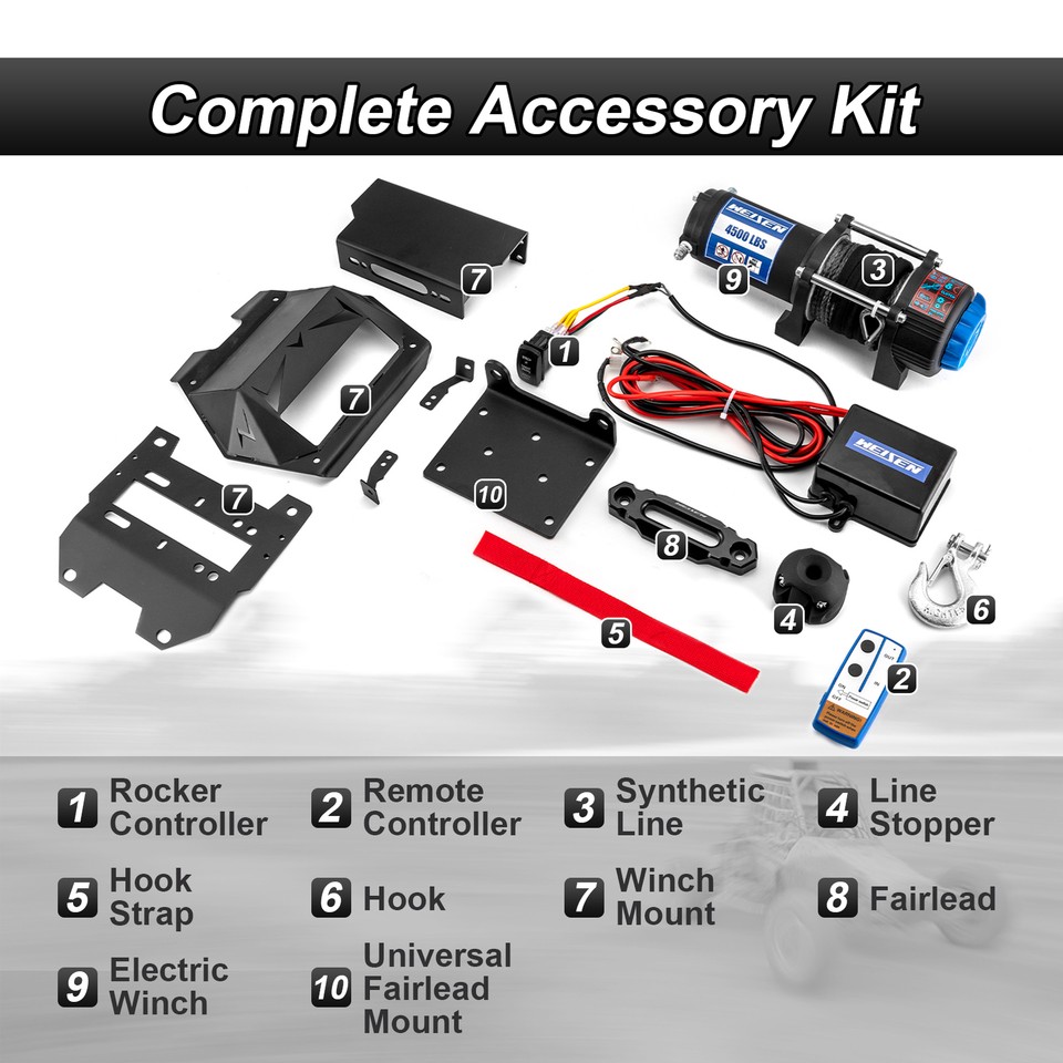 For Polaris RZR Turbo R/PRO R/PRO R4 UTV 4500lb 12V Electric Winch ...