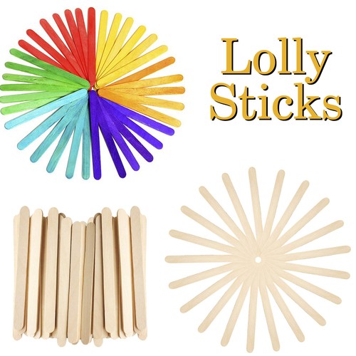 50-1000pcs Coloured Natural Ice Lolly Lollipop Sticks Wooden Model ...