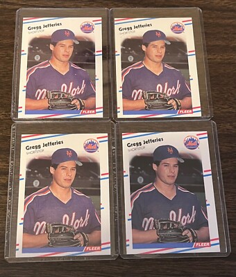 4 1988 FLEER BASEBALL # 137 GREGG JEFFERIES ROOKIE CARD NEW YORK METS ...