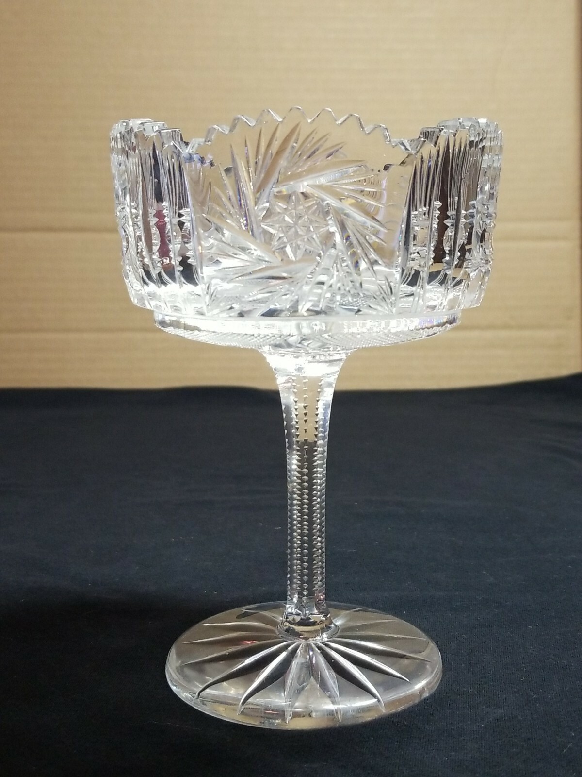 Lausitzer Star Pinwheel Lead Crystal Hand-Cut Glass Stemmed Compote ...