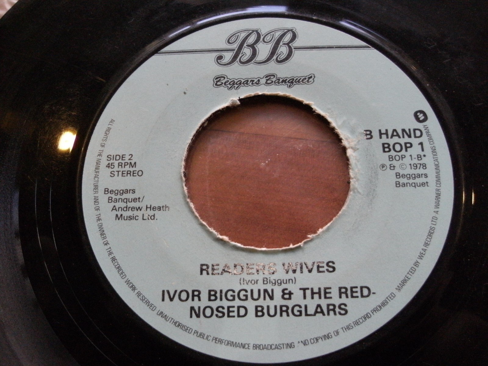 IVOR BIGGUN 1978 THE WANKERS SONG 45 rpm VINYL 7" SINGLE RECORD JUKEBOX ...