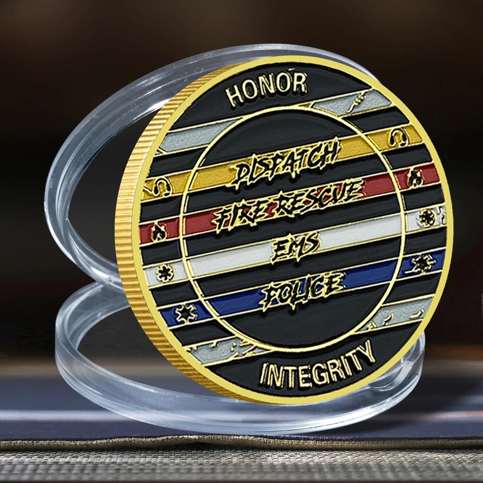 Gedenkmünze Rettungskräfte – "Honor & Integrity" Fire Police EMS Coin ...