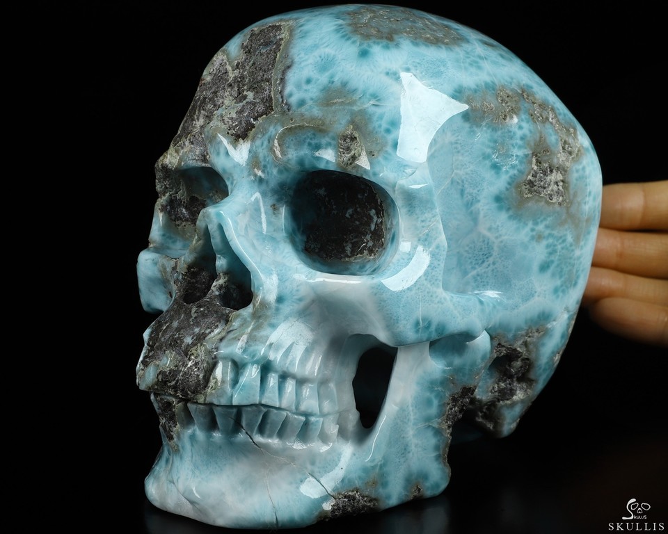 6.3" Larimar Carved Crystal Skull,Super Realistic, Crystal Healing | eBay