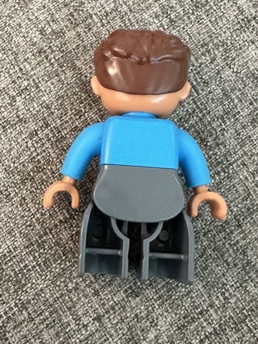 Lego Duplo MAN DAD w/ Blue Shirt Grey Pants 2.5" MINI FIGURE Brown Hair ...