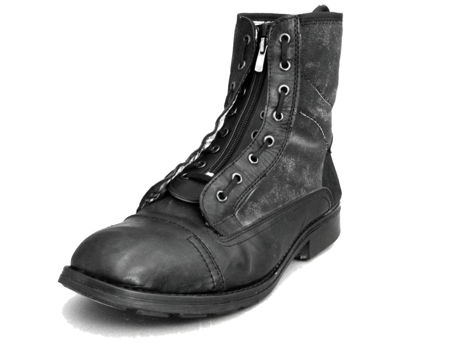 Unisex easy way take off boots zipper unit black real leather 5-6-7-8 ...