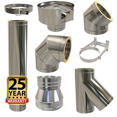 Twin Wall Chimney Pipe Stainless Steel for Wood Burning 5 inch Multi ...