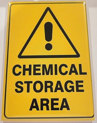 Warning Chemical Storage MAGNET 2"x3" Refrigerator Locker Danger Saftey ...