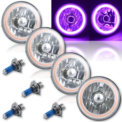 5-3/4" Purple COB SMD LED Halo Angel Eye Halogen Light Bulb Metal ...