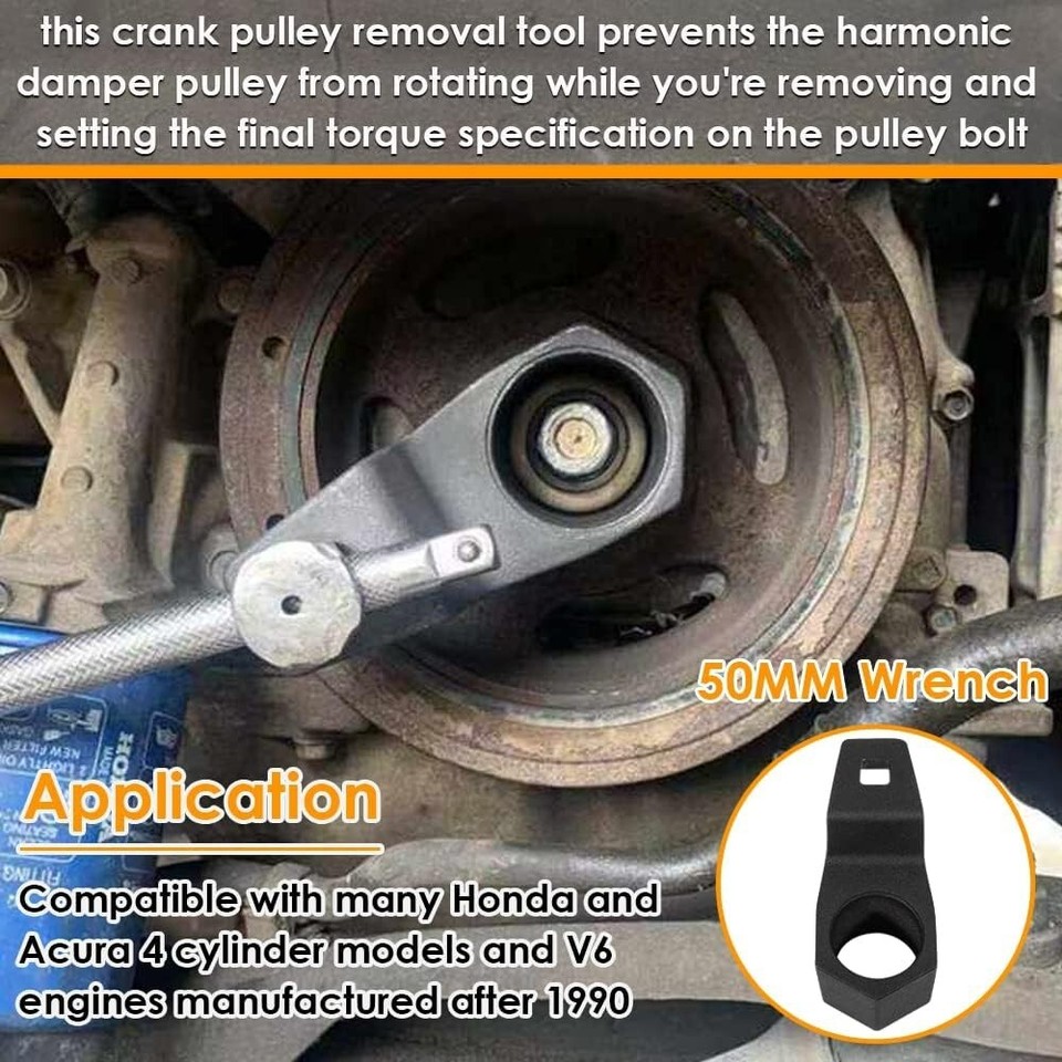 19 mm Harmonic Balancer Socket & 50mm Crankshaft Crank Pulley Wrench ...