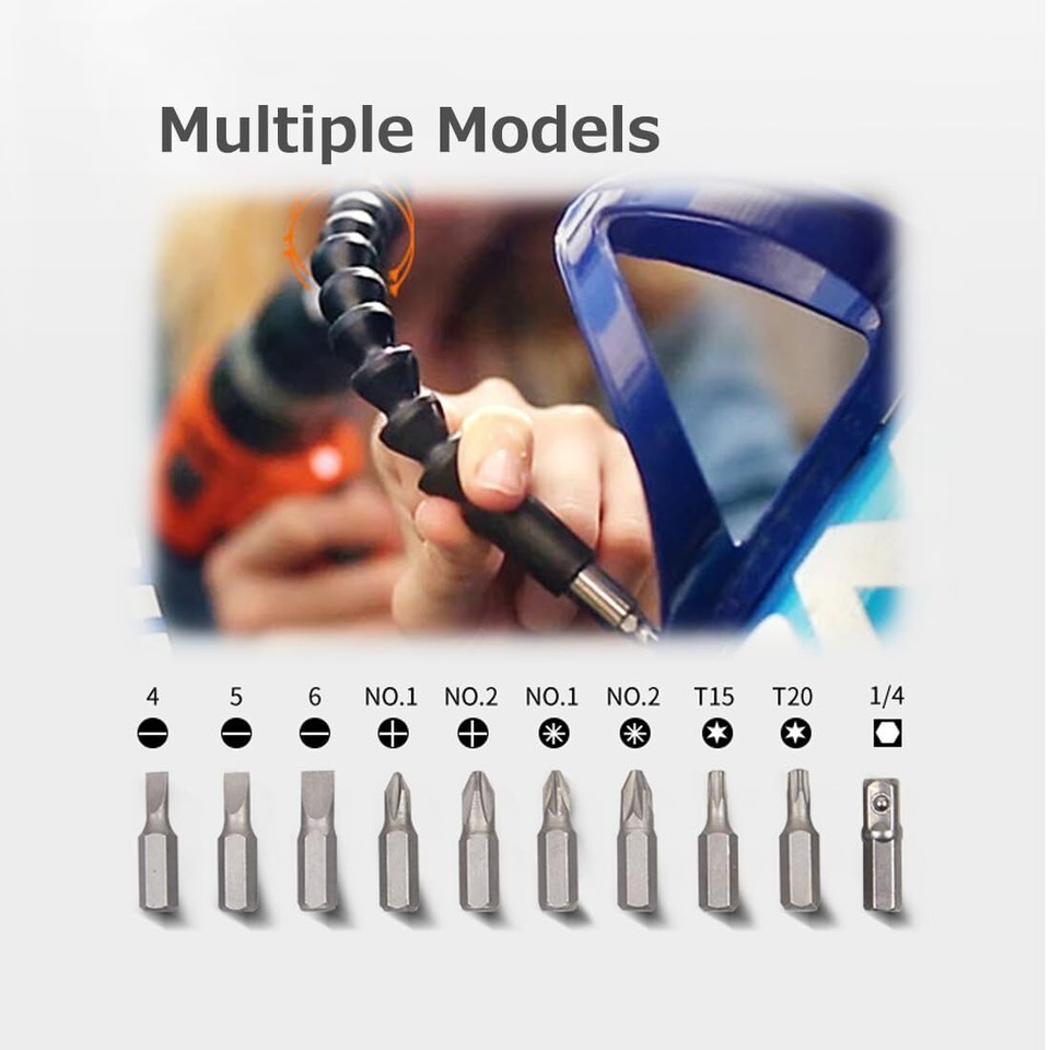 2 Flexible Drill Bit Extension w10 Drill Bits Magnetic Hex Screwdriver ...
