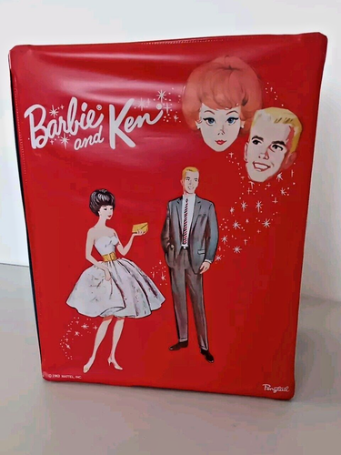 Vintage 1963 Mattel Barbie & Ken Red Carrying Case Red Vinyl 13 X 10 X ...