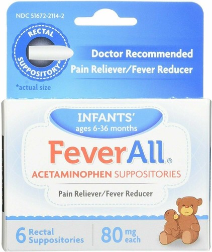 FeverAll Infants' Acetaminophen Suppositories Pain & Fever Relief 6Ct ...