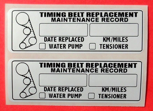 Qty 4 TIMING BELT STICKERS WATER PUMP TENSIONER REPLACEMENT POLYESTER ...