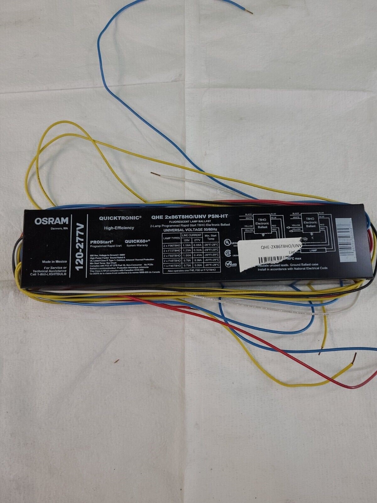 SYLVANIA 50304 QHE 2X86T8HO/UNV PSN-HT-B 120-277V 2-LAMP PROGRAM START ...