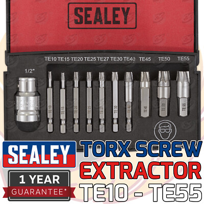 SEALEY Torx Extractor Set 1/2" Drive T10 - T55 Screw Stud Extractors 1/ ...
