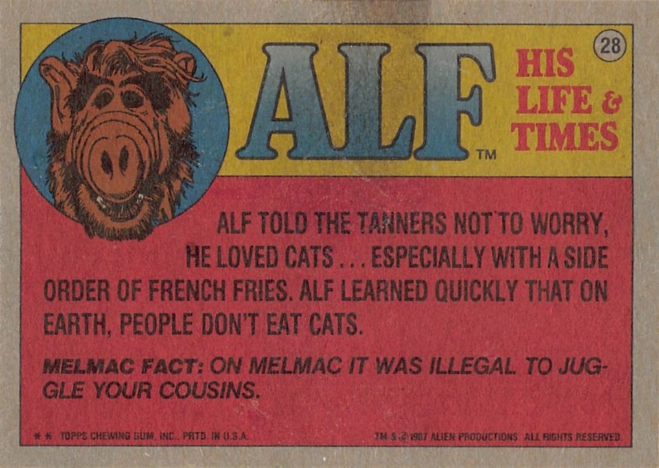 1987 Topps ALF Series 1 Base Set Trading Cards #28 | eBay