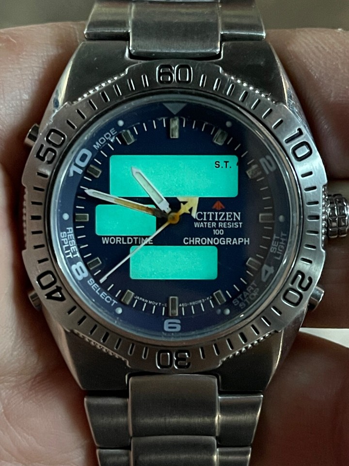 Citizen C460-R30215 Ana-Digital Alarm Chrono Vintage Wrist Watch Japan ...