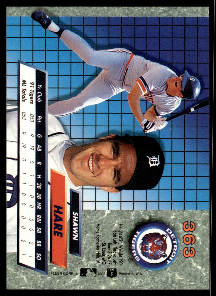 1992 Ultra #363 Shawn Hare Rookie Detroit Tigers | eBay
