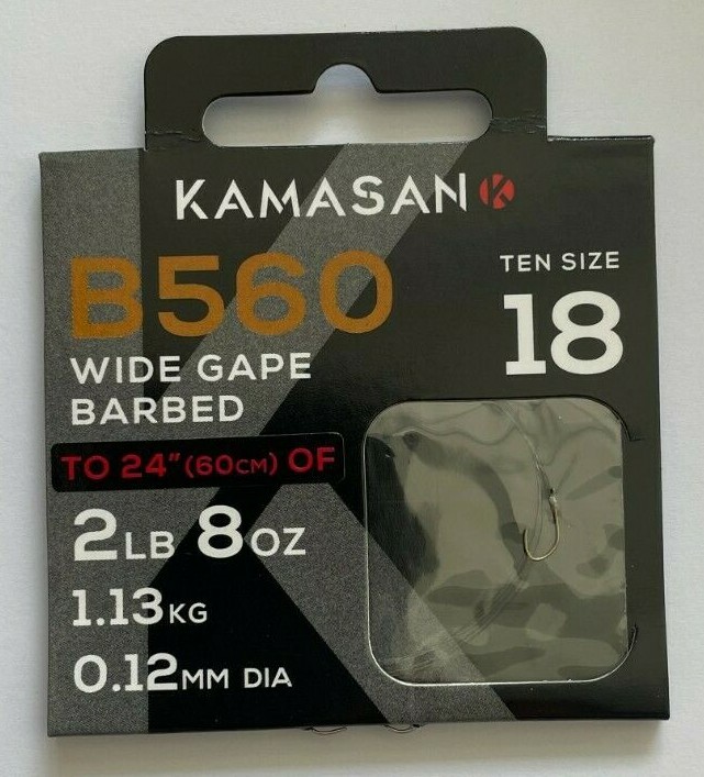 KAMASAN B560 BARBED SPADE END HOOKS TO NYLON (all sizes available ...