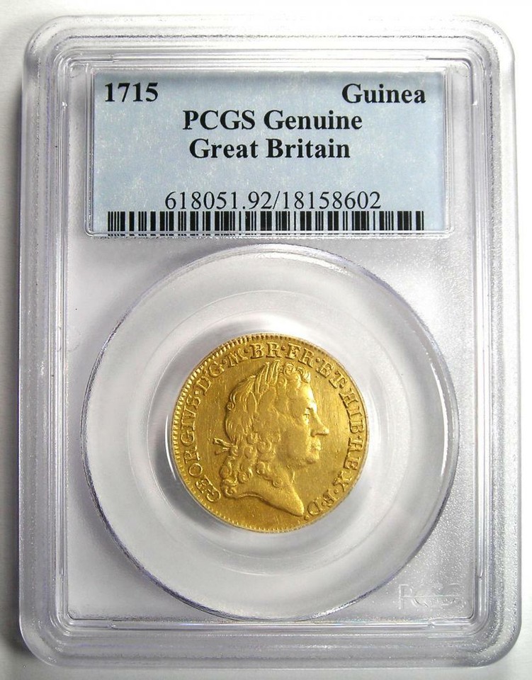 1715 England Britain George I Gold Guinea Coin 1G - PCGS Genuine - AU ...