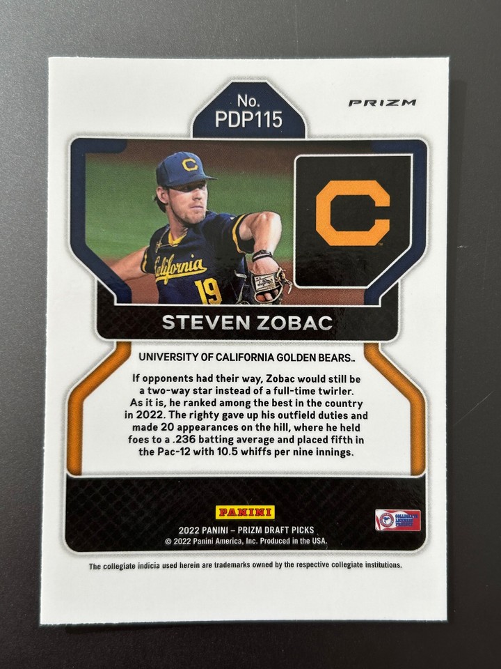 STEVEN ZOBAC 2022 Panini Prizm Draft Picks White Sparkle Card Rookie | eBay