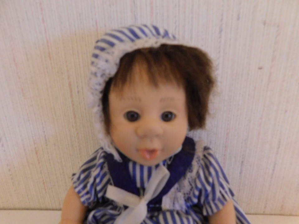Gigo Expression Doll Girl Blue & White striped dress 8" | eBay