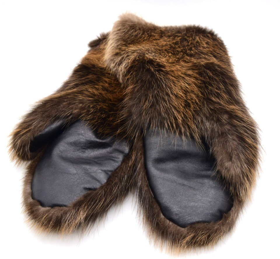 Winter Men Fur Mittens , Real Beaver Fur ( L) | eBay